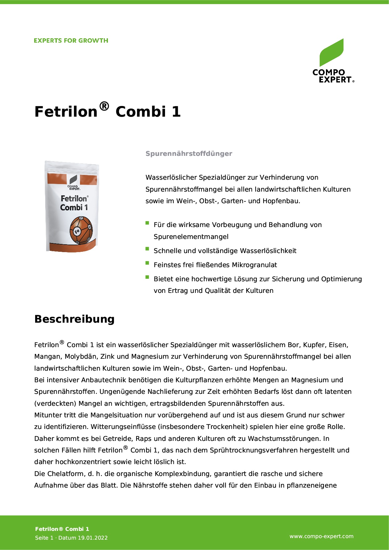 Dünger spezial: Compo Expert Fetrilon Combi 1 kg